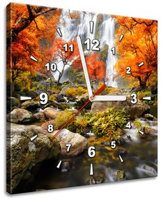 Gario Obraz s hodinami Podzimní vodopád Rozměry: 30 x 30 cm