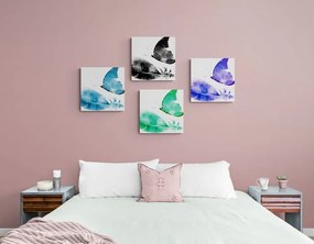Set obrazů barevné motýly - 4x 40x40 cm