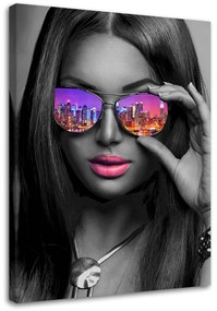 Gario Obraz na plátně Pop art dívka s brýlemi New York Rozměry: 40 x 60 cm