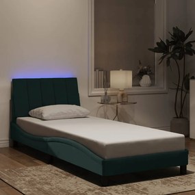 Rám postele s LED osvětlením bez matrace Hanko tmavě zelený 90 x 200 cm samet 3213760