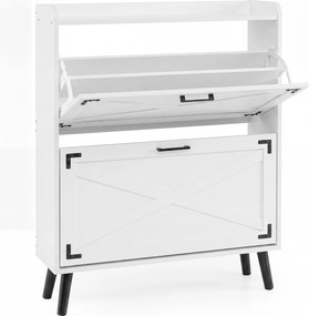 Costway Botník s 2 výklopnými zásuvkami Volně stojící botník – 80 × 24 × 103 cm
