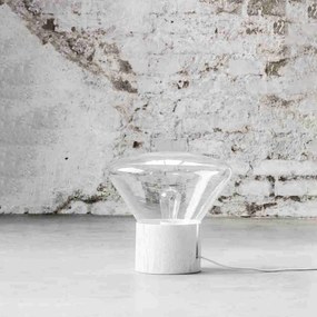 Nadčasová stolní lampička Muffins Table Dekor: Dub evropský bíle mořený / Transparentní sklo, Rozměr: ø 275 x 260 mm