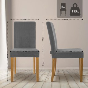 Sada 2 ks jídelních židlí Ina látka cord, antik světlá - šedá