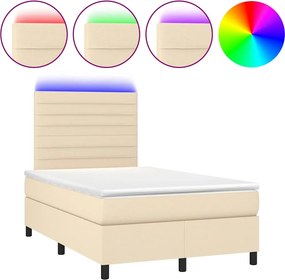 Box spring postel s matrací a LED krémová 120x190 cm textil 3270209