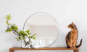 Kulaté zrcadlo do obýváku s bílým rámem fi 50 cm