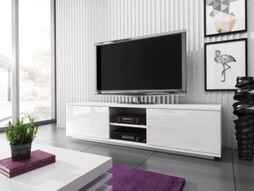 Široký televizní stolek 160 cm v bílém lesku KN1082