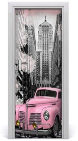 Fototapeta samolepící na dveře růžové auto 75x205 cm
