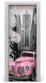 Fototapeta samolepící na dveře růžové auto 85x205 cm