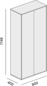 Kancelářská spisová skříň BLOCK, 2x dveře, 800 x 400 x 1748 mm, dub přírodní