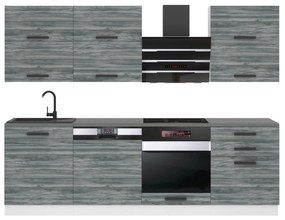 Kuchyňská linka Belini Premium Full Version 240 cm šedý antracit Glamour Wood s pracovní deskou MADISON