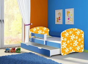 Dětská postel - Oranžová sedmikráska 2 160x80 cm + šuplík modrá
