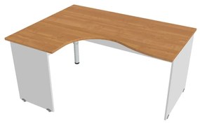 Stůl ergo pravý 160*120 cm - Hobis Gate GE 2005 P Dekor stolové desky: olše, Dekor lamino podnože: bílá, Barva nohy: stříbrná