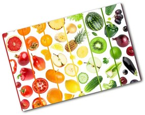 Wallmuralia Kuchyňská deska velká skleněná Ovoce a zelenína 80x52 cm
