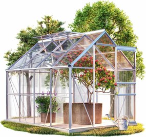 Jurhan Zahradní skleník z polykarbonátu, 250x190x195cm se základnou