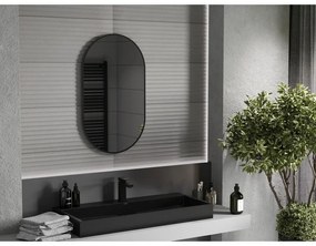 Mexen Loft, oválné koupelnové zrcadlo 85 x 50 cm, barva rámu černá matná, 9851-085-050-000-70