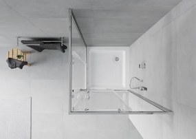 Mexen Rio, čtvercový sprchový kout 80 x 80 cm, 6mm čiré sklo, chromový profil + bílá sprchová vanička RIO, 860-080-080-01-00-4510