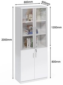 Vysoká kancelářská skříň Houseland Prime Neo 04 80 cm bílá