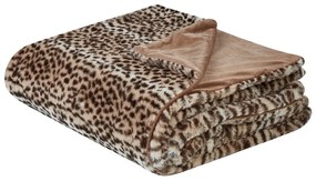 Přehoz na postel s leopardím vzorem 200 x 220 cm hnědá KUDELI Beliani