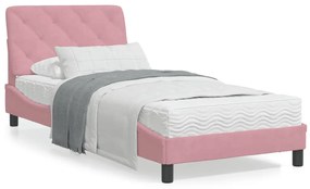 Rám postele s LED osvětlením růžový 90 x 190 cm samet