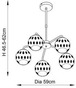 Endon 91969 - Lustr na tyči DIMPLE 5xE14/25W/230V zlatá