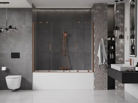 Mexen Velar Duo vanová zástěna 2-křídlová posuvná 200 x 150 cm, transparentní, kartáčovaná měď - 896-200-000-02-65