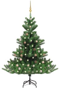 Umělý vánoční stromek normandská jedle LED a koule zelený 180cm,  3077646 HangarStore.cz