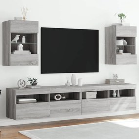 Nástěnné TV skříňky s LED 2 ks šedé sonoma 40 x 30 x 60,5 cm - Default Title
