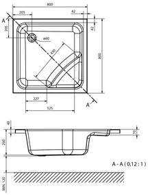 Polysan VISLA hluboká sprchová vanička, čtverec 80x80x29cm, bílá 50111