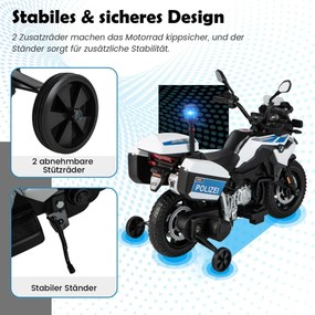 Costway Policejní motocykl pro děti motocykl na baterie se 2 tréninkovými koly