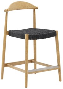 Dřevěná barová židle Kave Home Nina 62 cm s černým výpletem