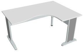 Stůl ergo vlna levý 160×120/80 cm - Hobis Cross CE 2005 L Dekor stolové desky: bílá, Dekor lamino podnože: šedá, Barva nohou: Stříbrná