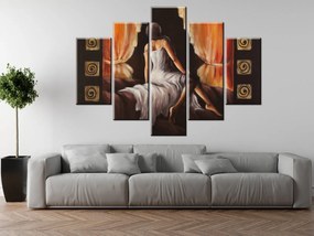 Gario Ručně malovaný obraz Hezká dívka - 5 dílný Rozměry: 150 x 105 cm