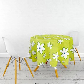 Ubrus PVC kulatý DC-900B – Kopretinový tanec na zeleném (různé velikosti)