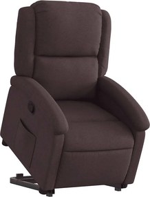 Zvedací polohovací křeslo tmavě hnědé textil 3204169