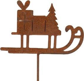 Rustikální rezavý zápich sáňky Sled Rust - 12*1*38 cm