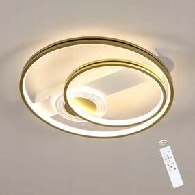 Lampa Sufitowa Led Żyrandol Biały I Złoty Okrągły Z Pilotem Nowoczesny