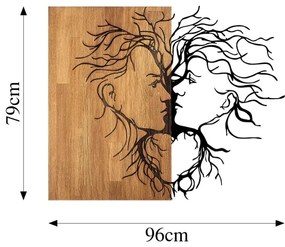 Nástěnná dekorace 96x79 cm láska dřevo/kov
