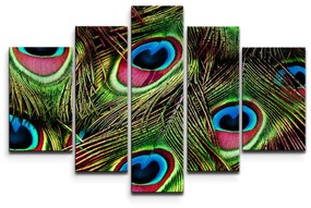 Sablio Obraz - 5-dílný Paví peří - 125x90 cm