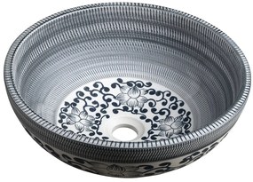 Sapho Sapho, PRIORI keramické umyvadlo na desku Ø 41 cm, modrá se vzorem, PI036