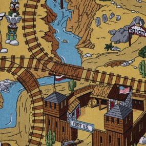 AladinWorld Expres, Dětský metrážový koberec Western, na míru, šíře 4m, vícebarevná, filc, dětský pokoj
