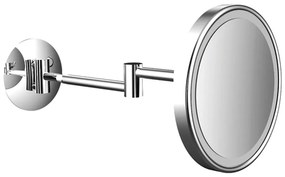 Emco Cosmetic mirrors Pure LED - Nástěnné kulaté LED-holící a kosmetické zrcadlo s osvětleným dotykovým senzorem a přímé připojení, 3 násobné zvětšování, chrom 109406012