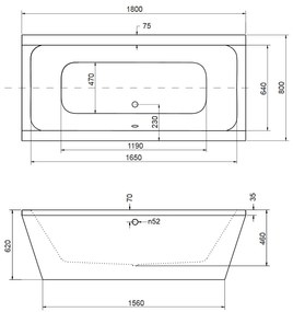 NIKIDO - B Volně stojící vana VERA Rozměry: 170 x 75 cm