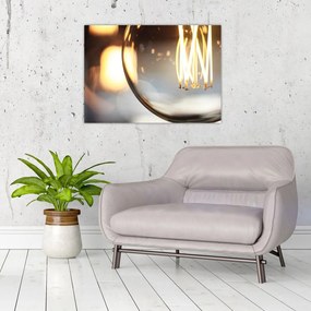 Skleněný obraz svítící žárovky (70x50 cm)