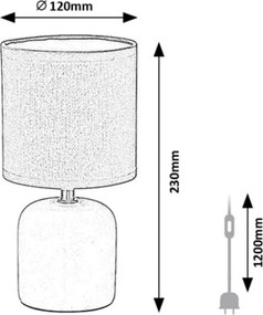 Rabalux Modrá stolní lampa Daphni pro žárovku E14 74056