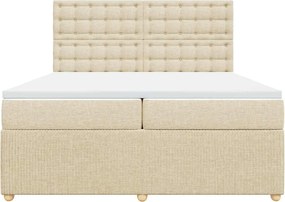 Box spring postel s matrací krémová 200x200 cm textil 3292182