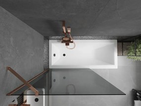 Mexen Next, vanová zástěna 1-křídlová 100 x 150 cm, fixní křídlo, 6 mm šedé sklo, růžové zlato profil, 895-100-000-00-40-60