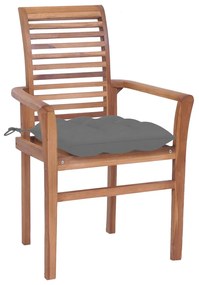 Jídelní židle 8 ks šedé podušky masivní teak - Default Title