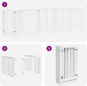 Zábrana pro psy s dvířky skládací 9 panelů bílá 450 cm topol 3155650