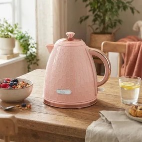 HOMCOM Rychlovarná konvice, 2200 W, průhledné okénko, filtr, rychlovarná, světle růžová