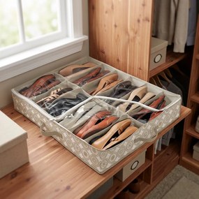 Domo Living Organizér na boty - DOMO ELLA, 12 přihrádek, béžový, 76 x 60 x 15 cm